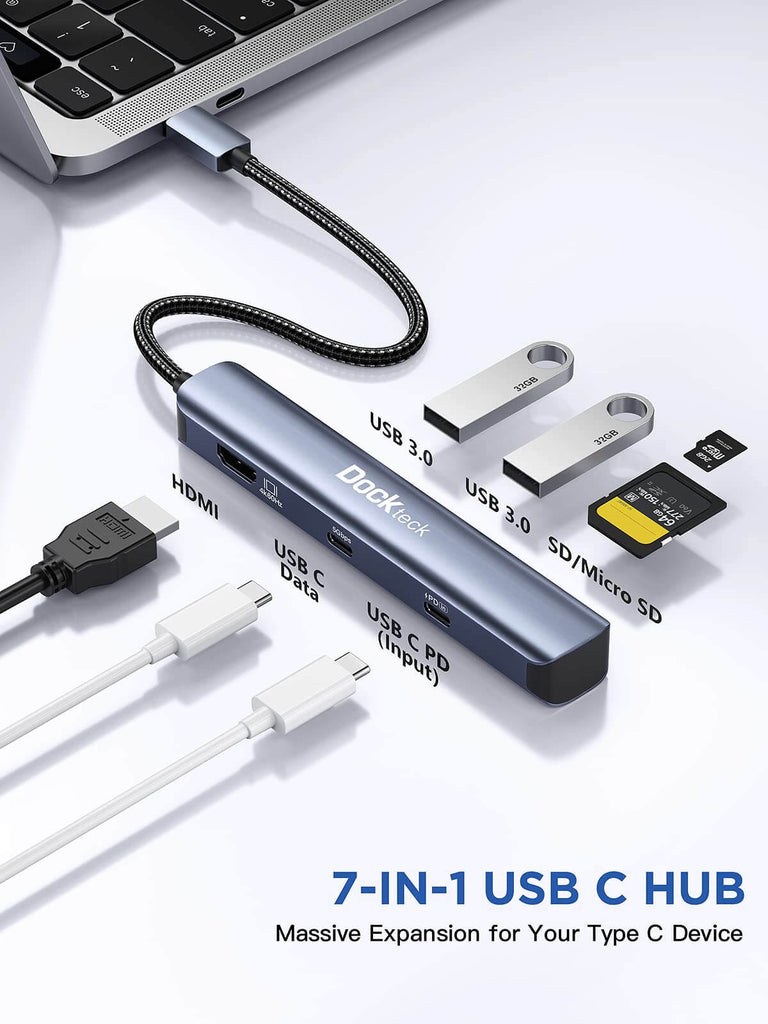 Dockteck 7 in 1 USB C Dongle Multiport Adapter - Dockteck