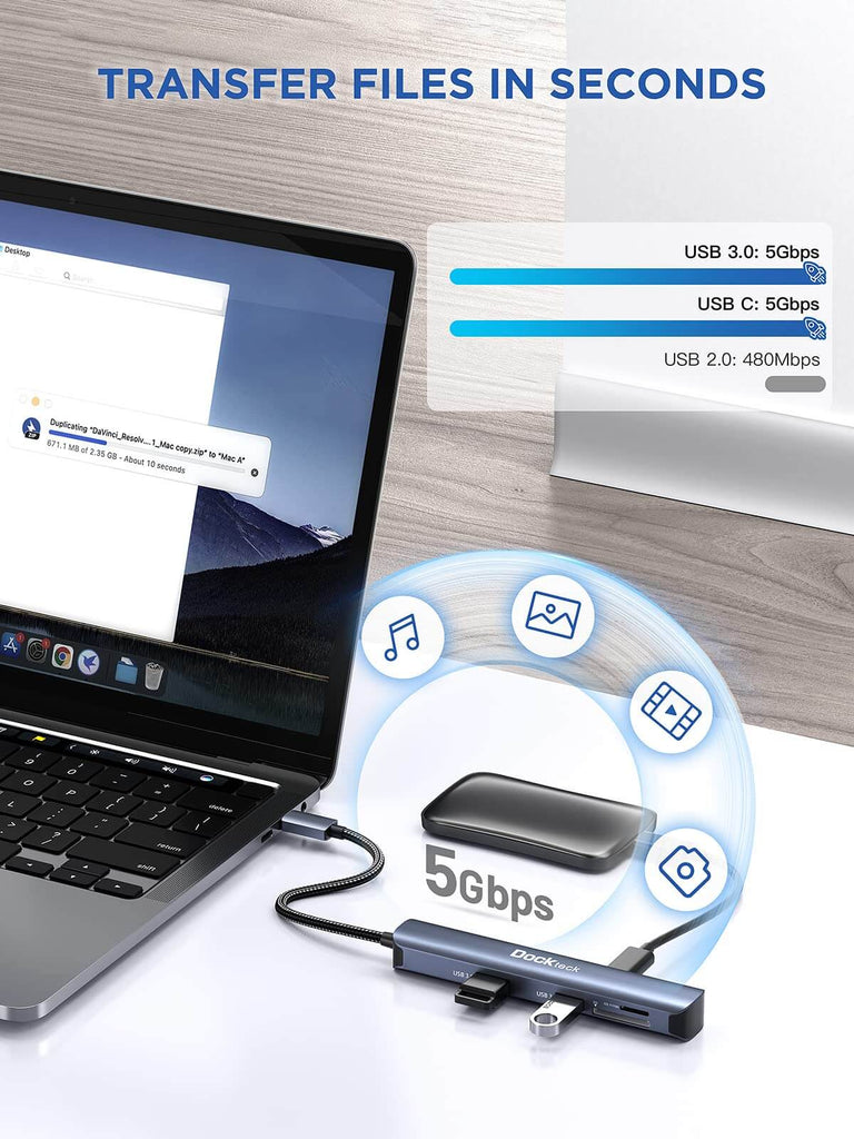 Dockteck 7 In 1 Usb C Dongle Multiport Adapter Dockteck