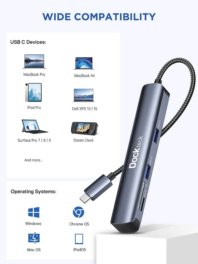Dockteck 7 in 1 USB C Dongle Multiport Adapter - Dockteck