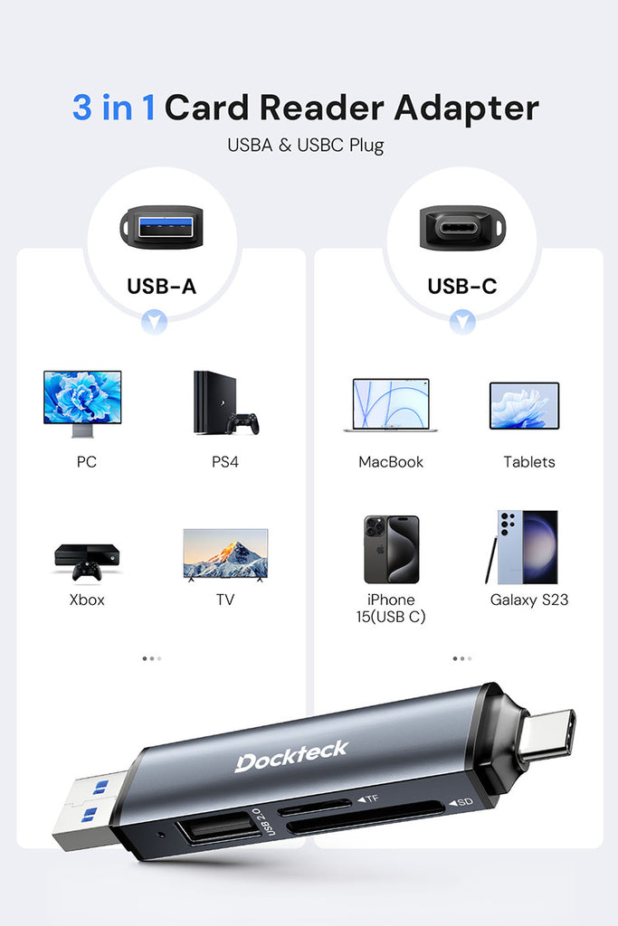 Dockteck 3 in 1 Card Reader - Dockteck