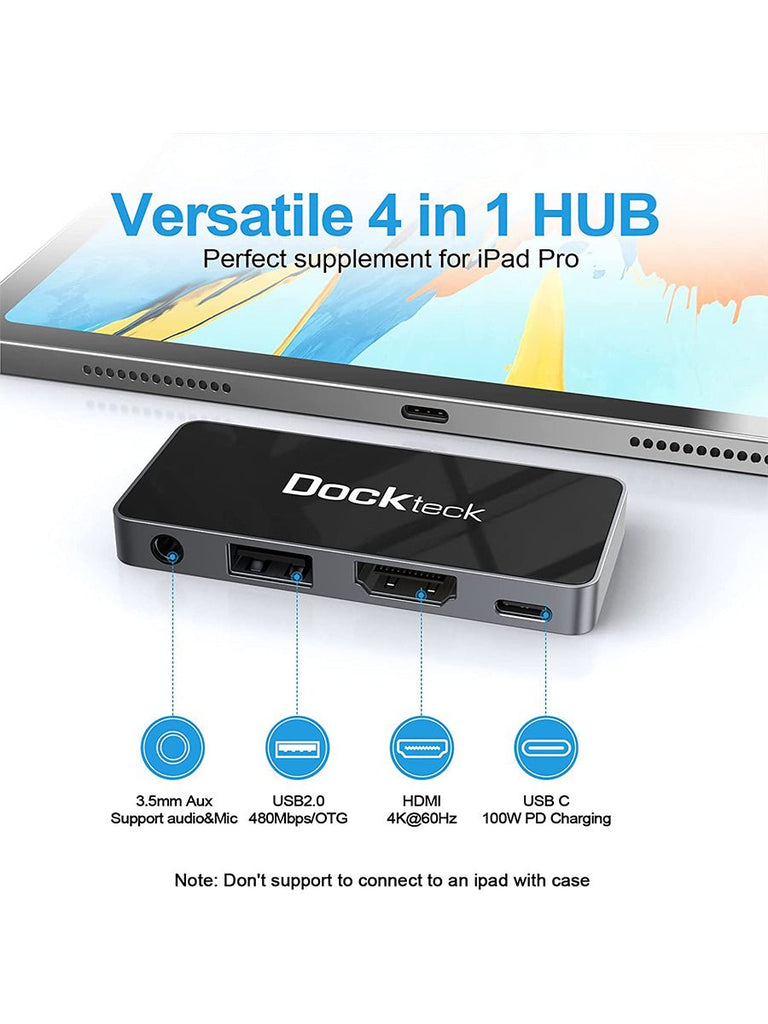 Dockteck 4-in-1 USB-C hub for iPad Pro, with 4K HDMI output and more
