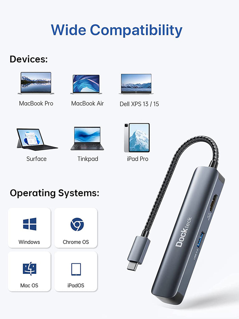 USB-C Dongle Hub 5 in 1 with 4K HDMI – Dockteck